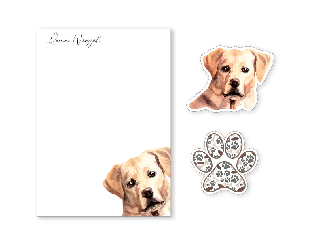 Personalized Watercolor Labrador Notepad, Watercolor Lab Stickers ...