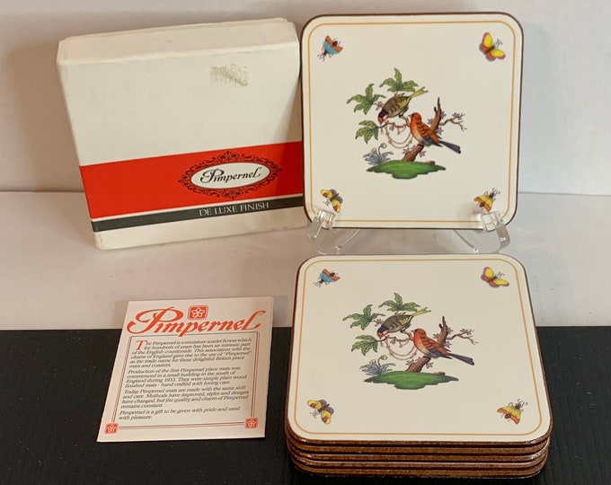 Vintage Pimpernel Herend Rothschild Bird Cork Back Coasters, Set of Six ...
