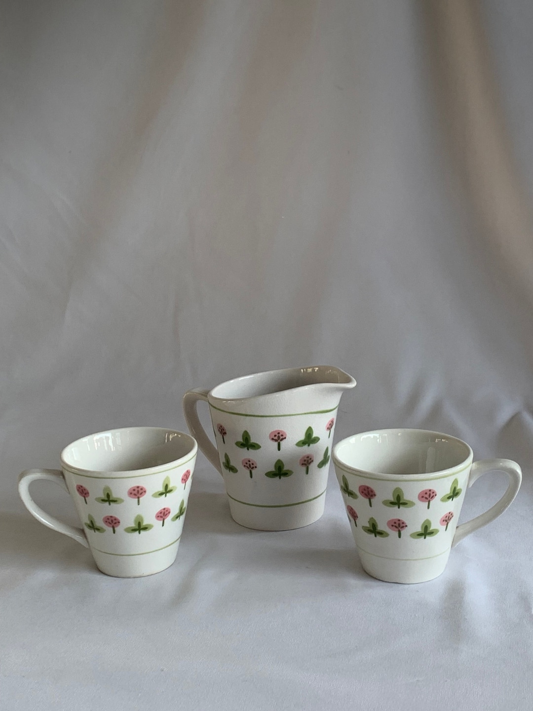 Vintage Sears Clover Creamer and Set of 2 Coffee Tea Mugs, Retro Sears ...