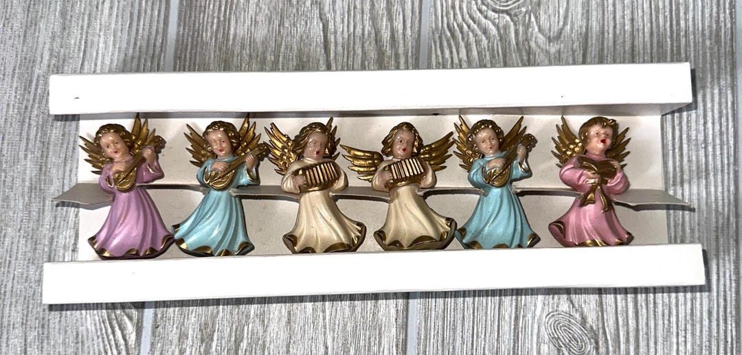 Vintage Musical Singing Plastic Angels, Retro Holiday Decor, Set of 6 ...