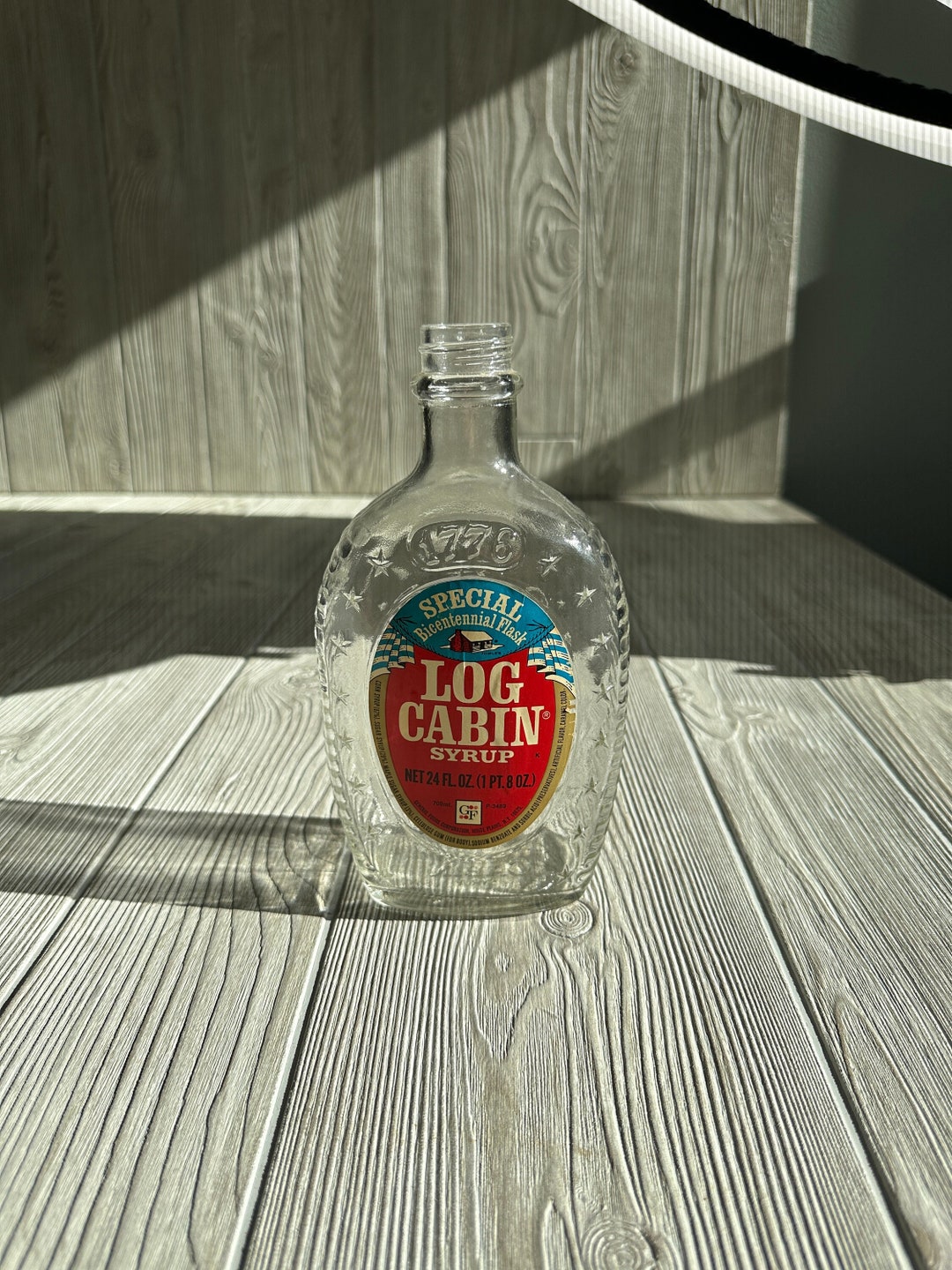 Vintage 1976 Bicentennial Log Cabin Syrup Glass Jug, General Foods ...