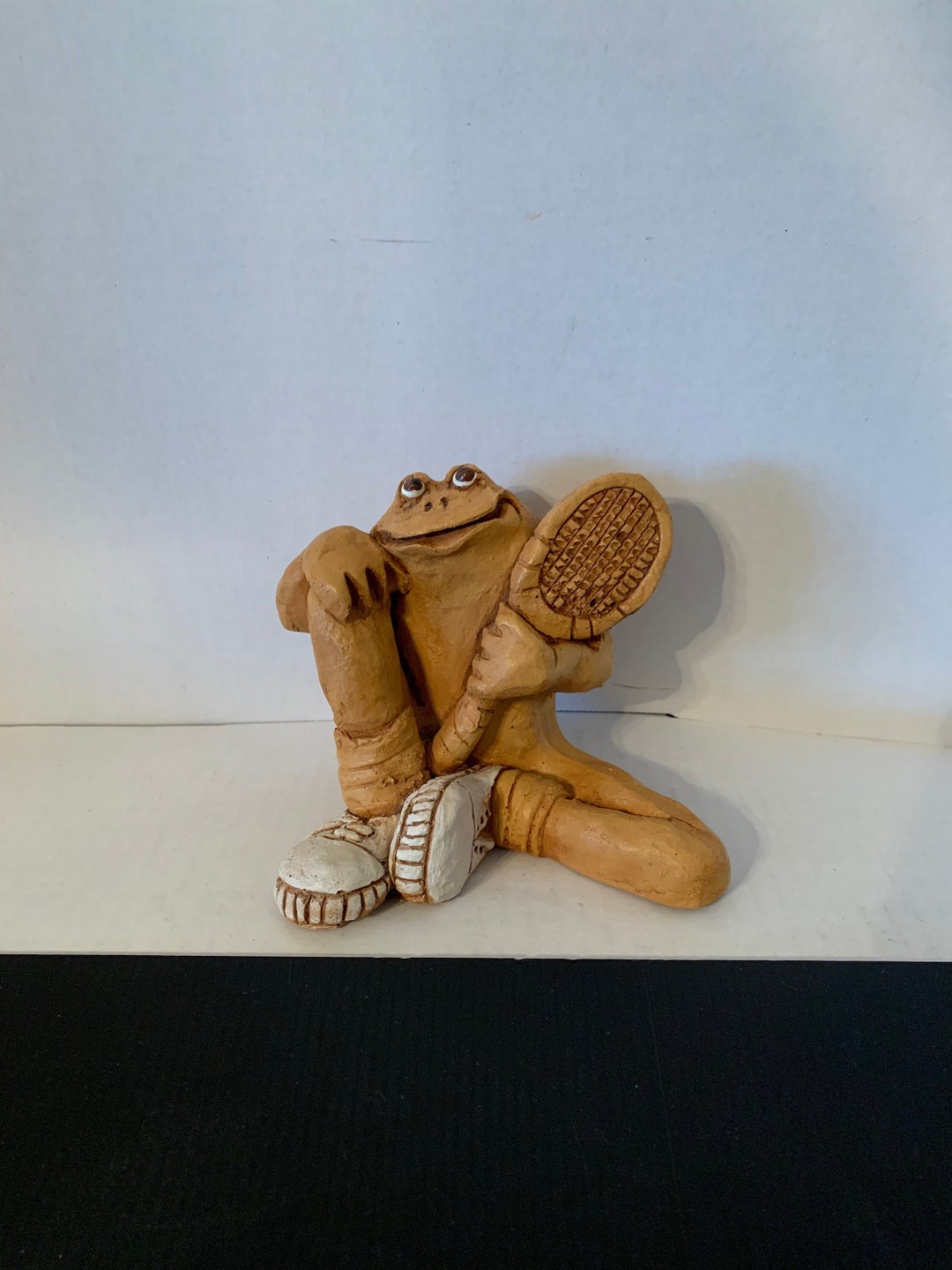 Vintage Ceramic Frog Holding Racket and Wearing Gym Shoes, Frog ...