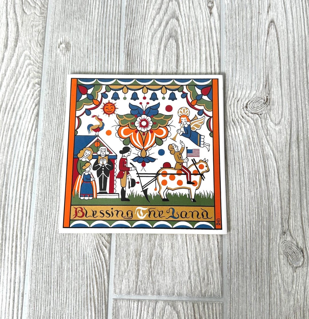 Vintage 1980's Berggren Trayner "blessing the Land" Ceramic Trivet ...