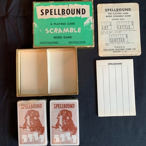 Vintage 1954 SPELLBOUND Scramble Playing Card Game Unopened Game Cards ...