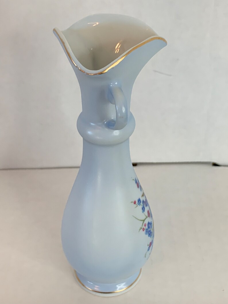 Vintage Lefton Blue Floral Bud Vase #8181, Hand Painted, Ruffled Rim ...