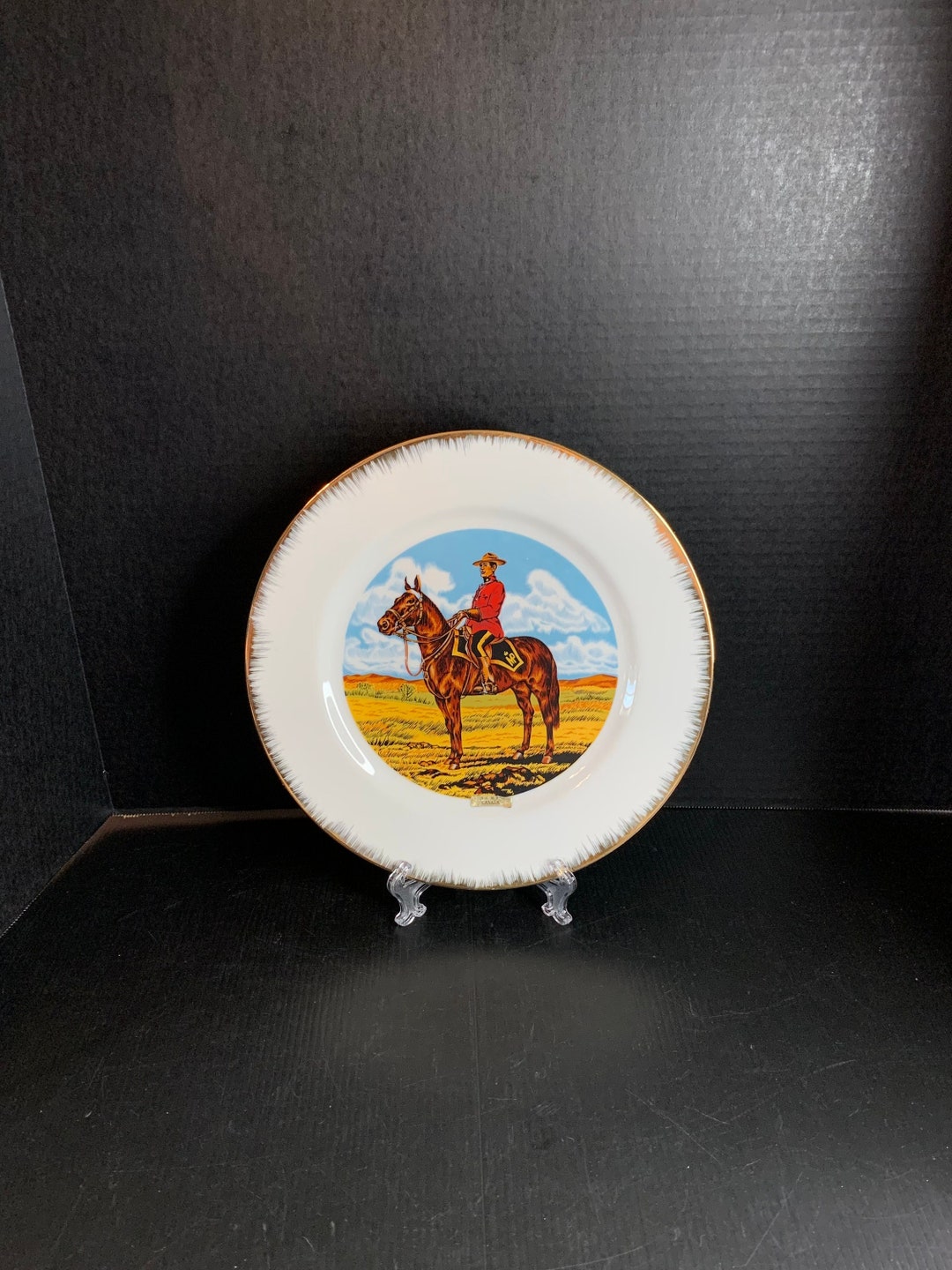 Vintage Banks Royal Canadian Mounted Police Plate, Gold Trim, RCMP ...