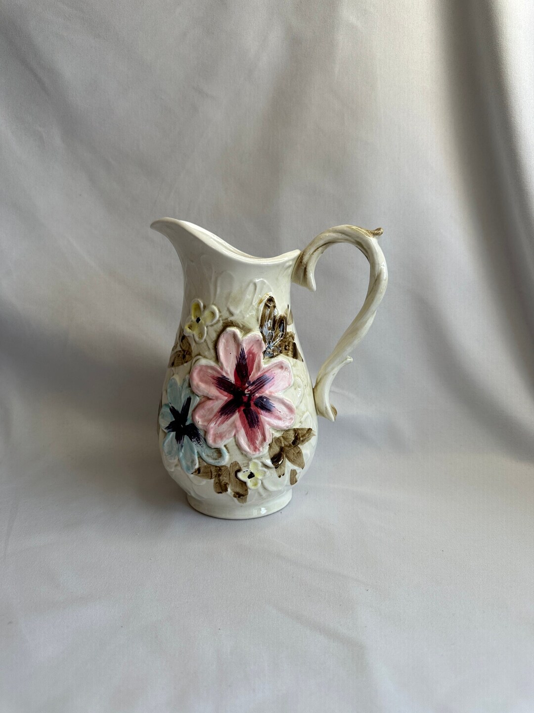 Vintage Napcoware Ceramic Decorative Cream White Pitcher Vase W ...