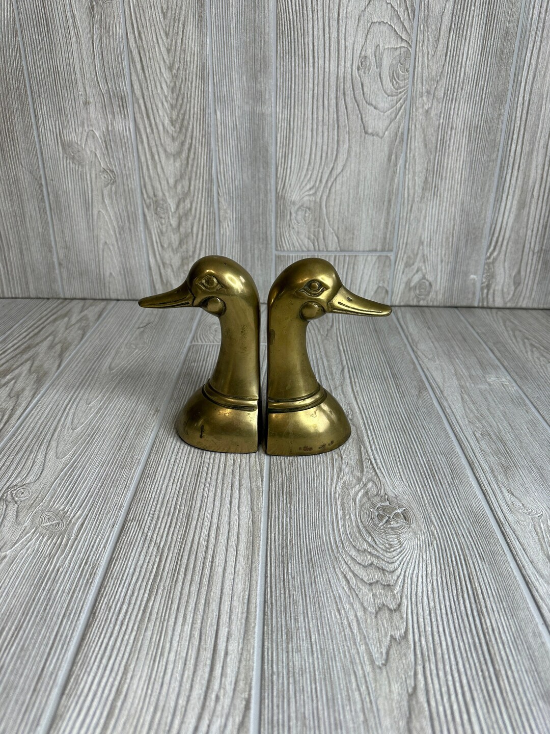 Vintage 1970's Brass Mallard Bookends, Set of 2, Brass Duck Bookends ...