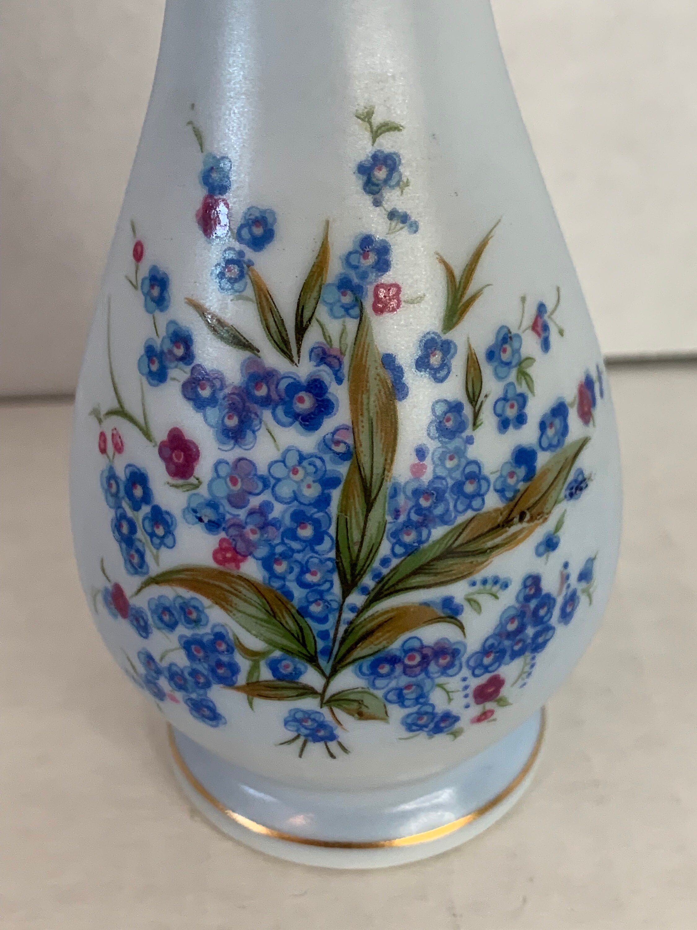 Vintage Lefton Blue Floral Bud Vase #8181, Hand Painted, Ruffled Rim ...