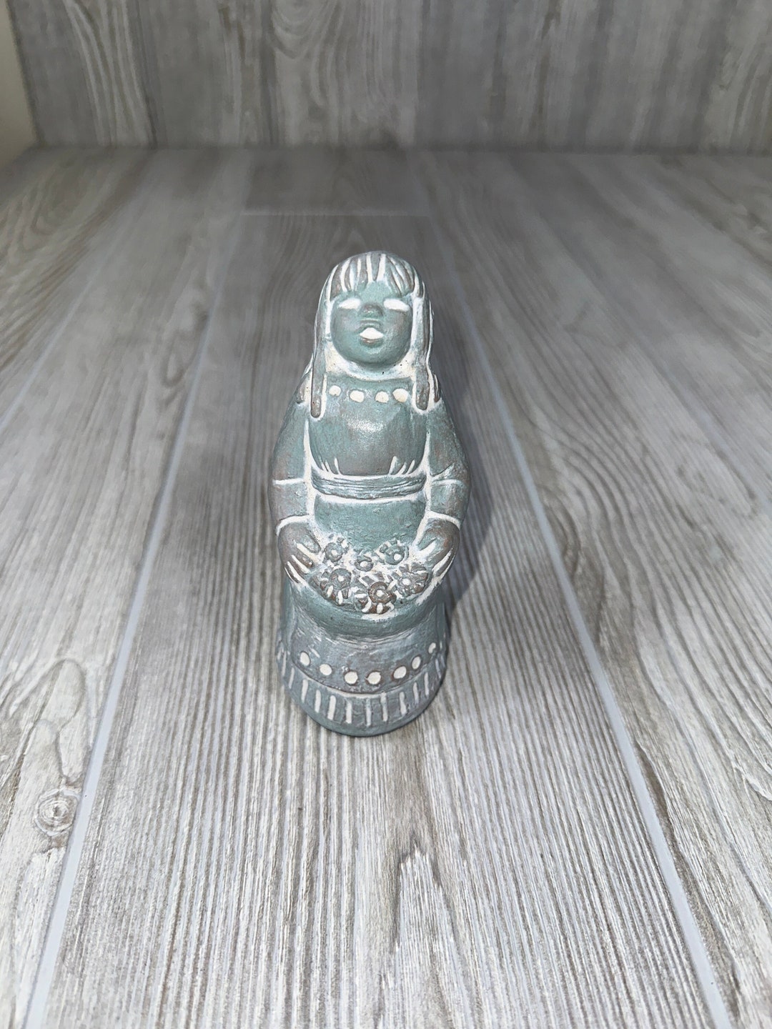 Vintage Isabel Bloom Statue, Girl Angel Holding Basket of Flowers ...