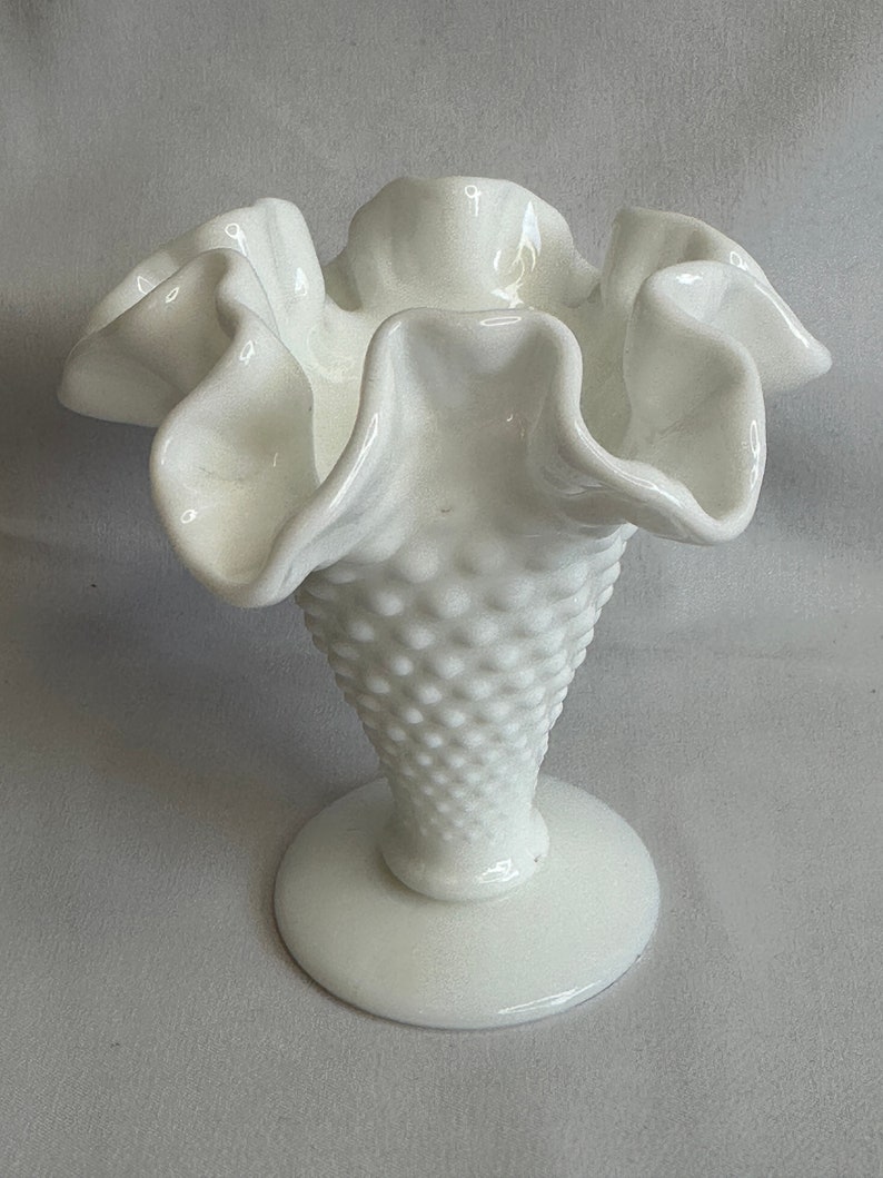 Vintage Fenton Cone Shaped Trumpet Hobnail Mile Glass Ruffled - Etsy