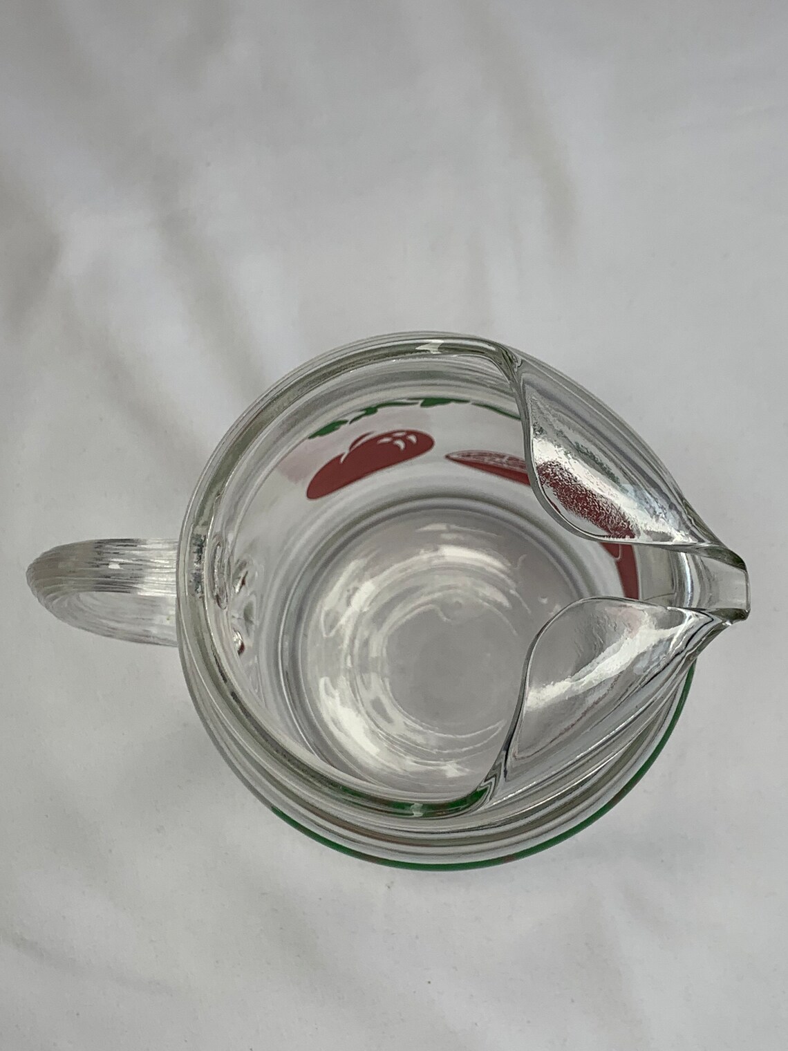 Vintage Glass Red Apple and Orange Juice Pitcher W/ice Catcher Spout ...