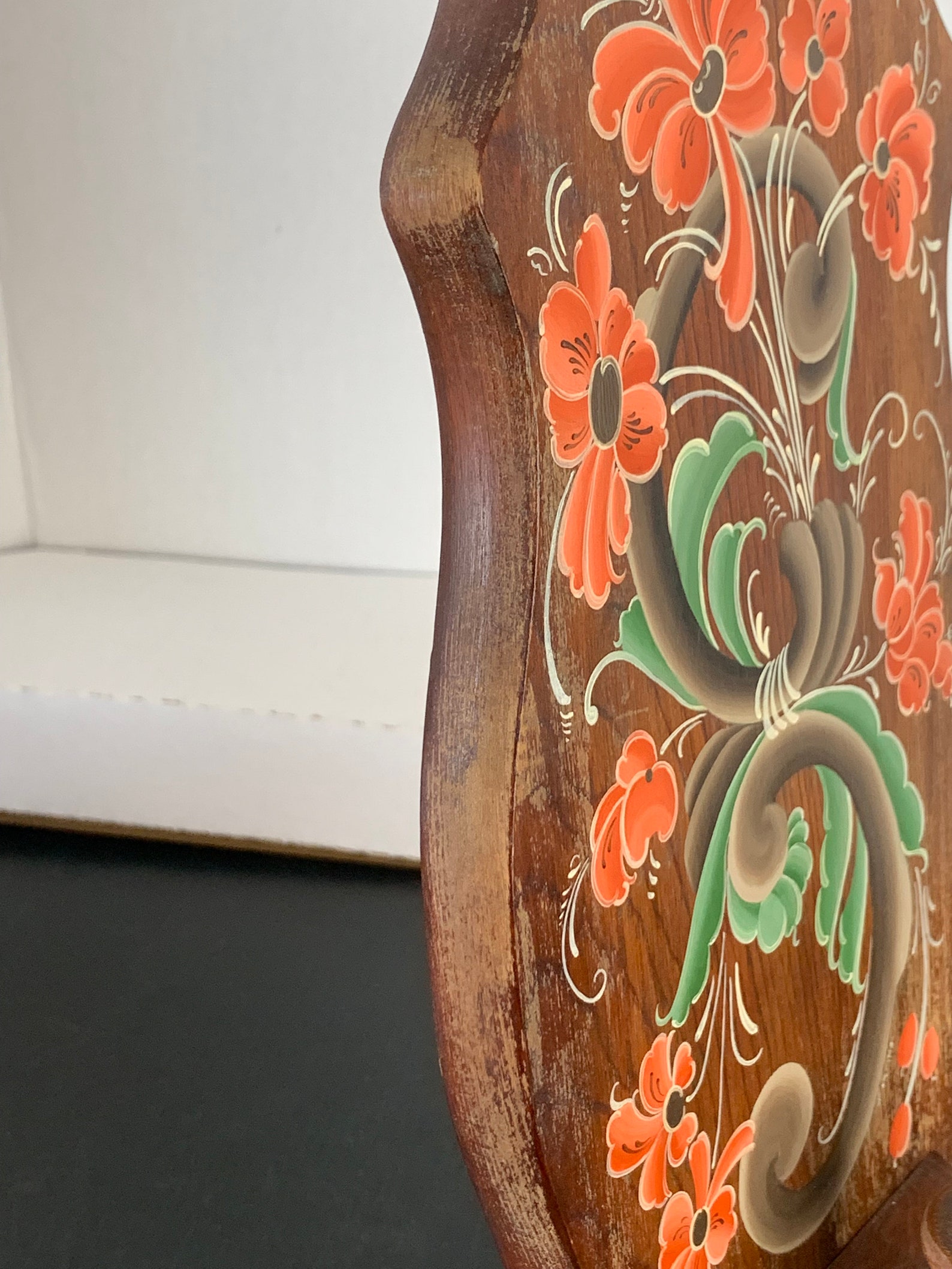 Vintage Wooden Rosemaling Floral Candlestick Wall Plaque, Coral Orange ...