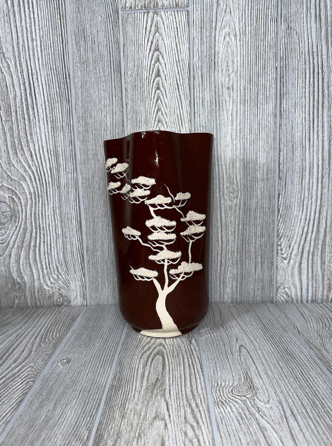 Vintage Weil Ware Ming Tree 10 In. Brown Vase, Weil Ware of California ...