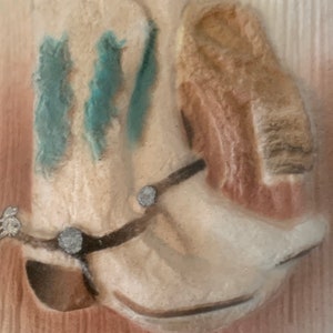 Vintage Figi Graphics Kickers Hand Cast Paper 3D Art by PJ, Cowboy ...