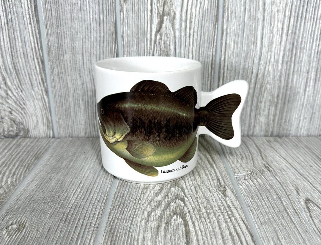 Vintage 1990 Largemouth Bass Fish Mug, Fish Tail Handle, Fisherman Gift ...