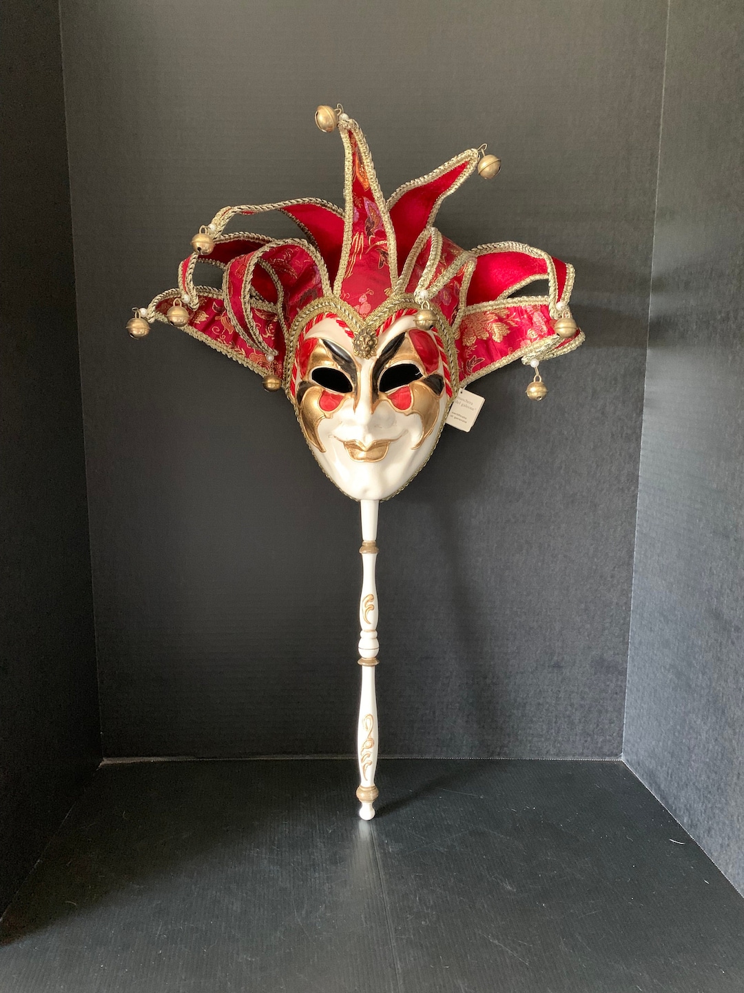 Vintage Maschera Del Galeone Hand Painted Italian Mask, Red and Black ...