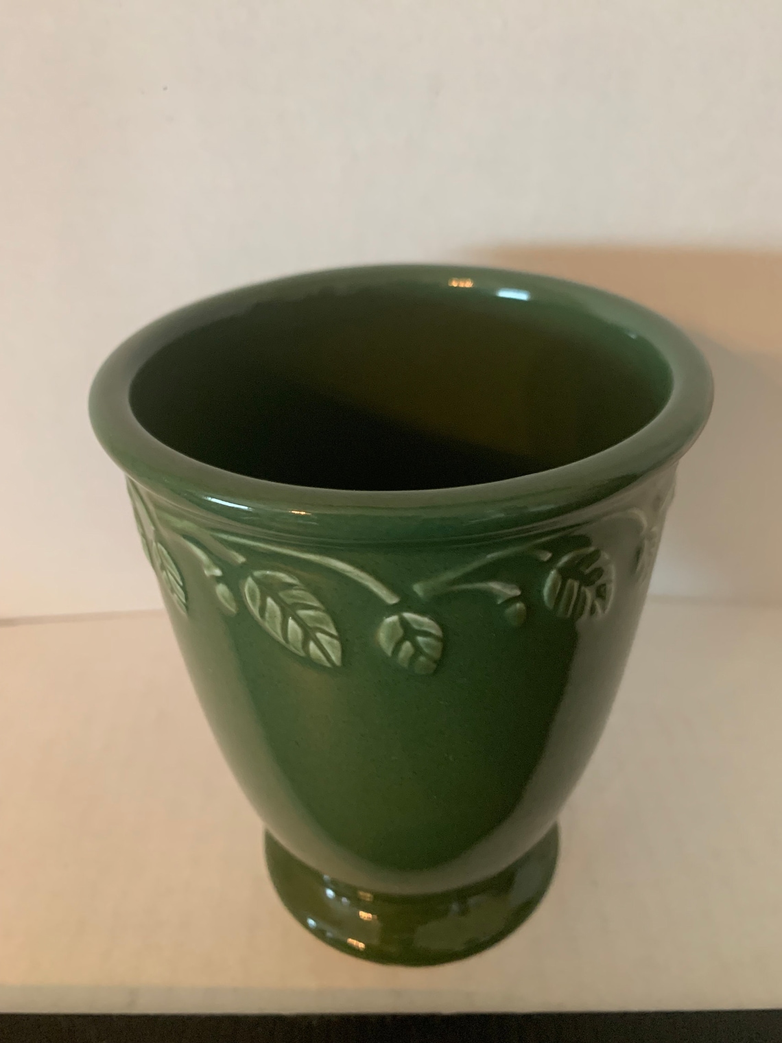Longaberger Forest Green Pottery Vase With Leaf Border - Etsy