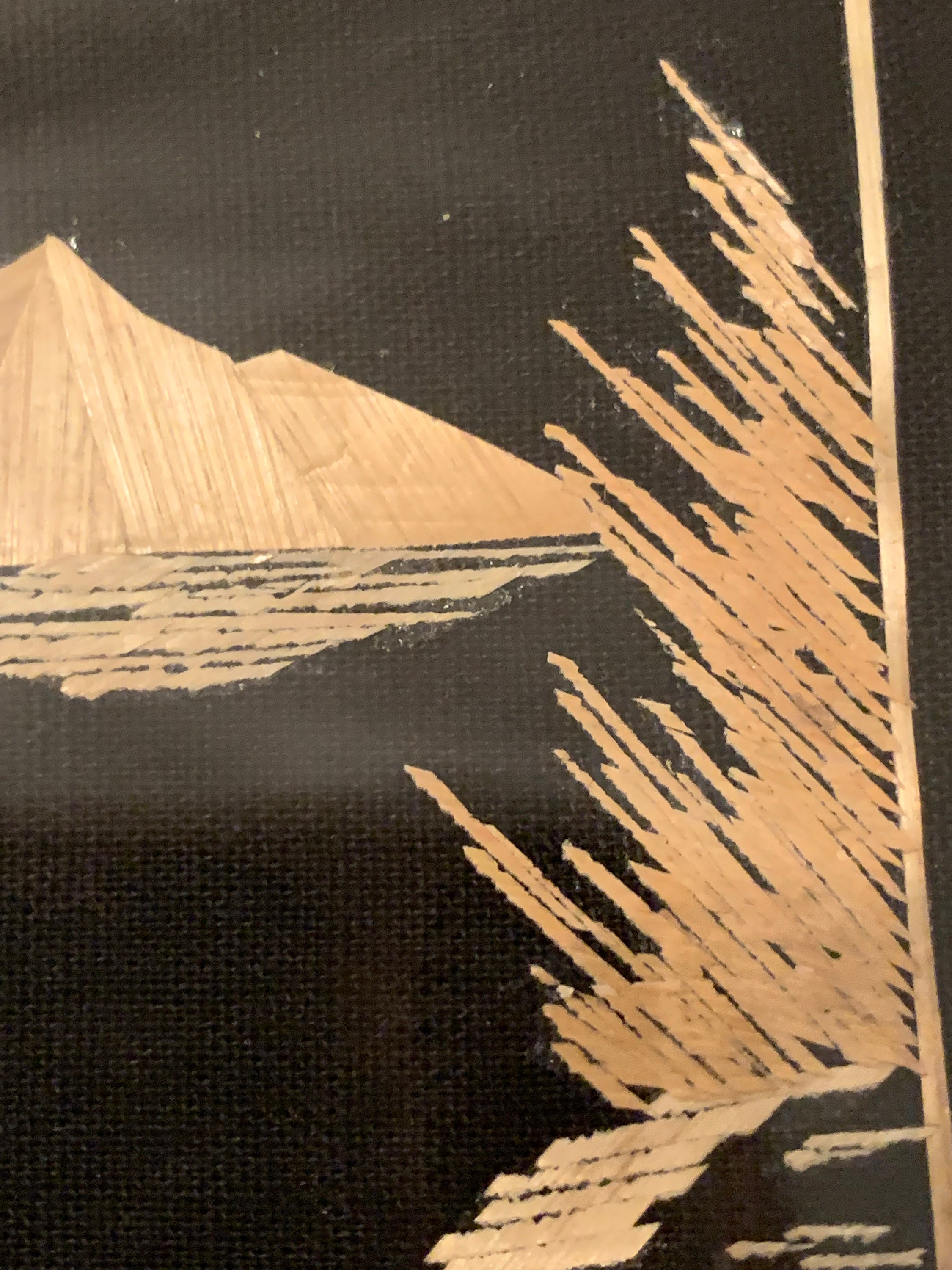 Vintage Asian Rice Straw Framed Art Oriental Water Scene With - Etsy