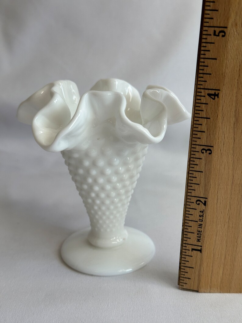 Vintage Fenton Cone Shaped Trumpet Hobnail Mile Glass Ruffled - Etsy
