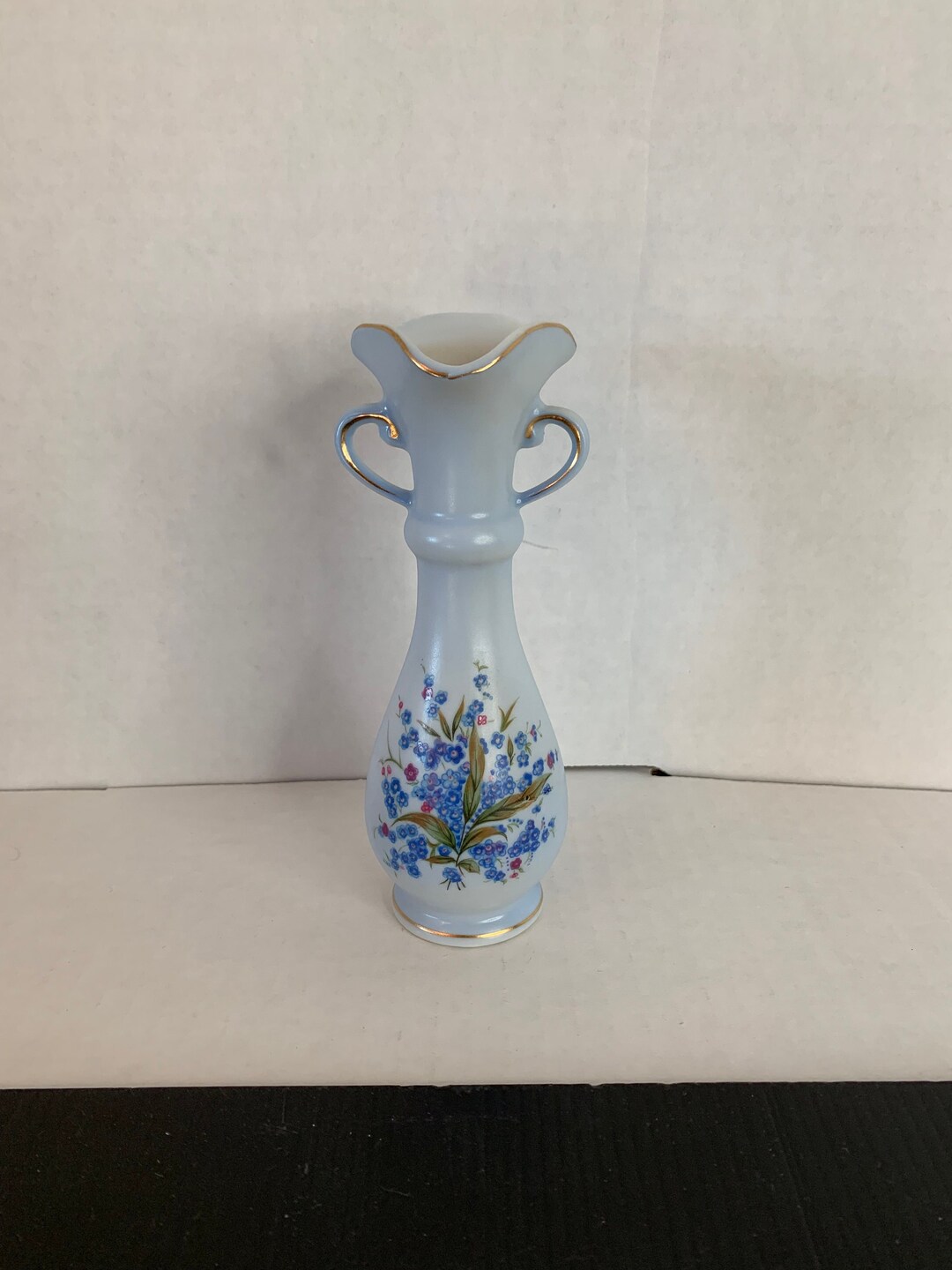 Vintage Lefton Blue Floral Bud Vase #8181, Hand Painted, Ruffled Rim ...