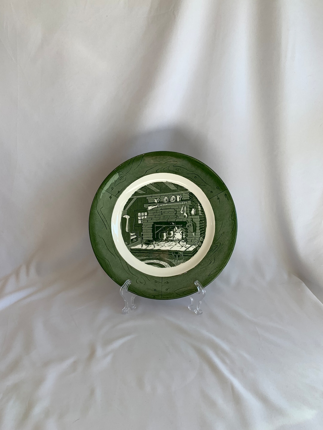 Vintage 1950's Royal (USA) Colonial Homestead Green Dinner Plate, Green ...