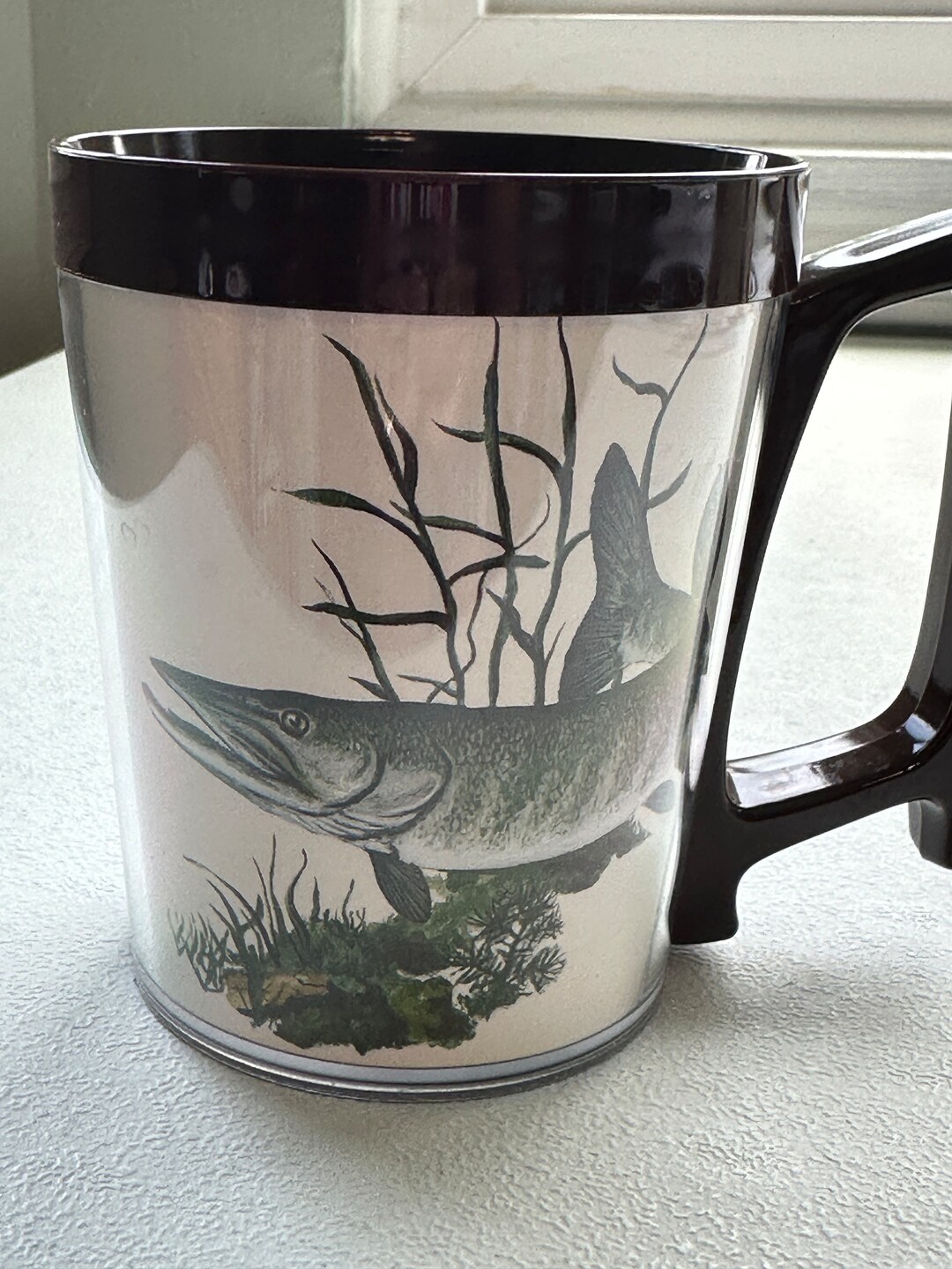 Vintage Flambeau Muskie Fish Insulated Plastic Coffee Tea Mug ...