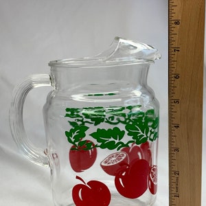 Vintage Glass Red Apple and Orange Juice Pitcher W/ice Catcher Spout ...