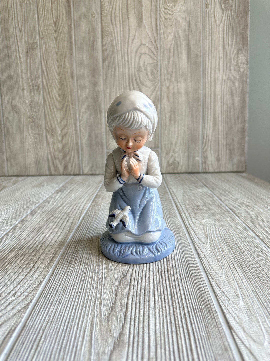 Vintage Lego Taiwan Ceramic Praying Woman Figurine With Bird Bonnet ...