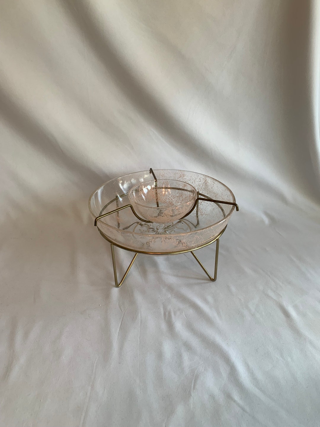 Vintage Anchor Hocking Peach Spaghetti String Mid Century Pattern Chip ...