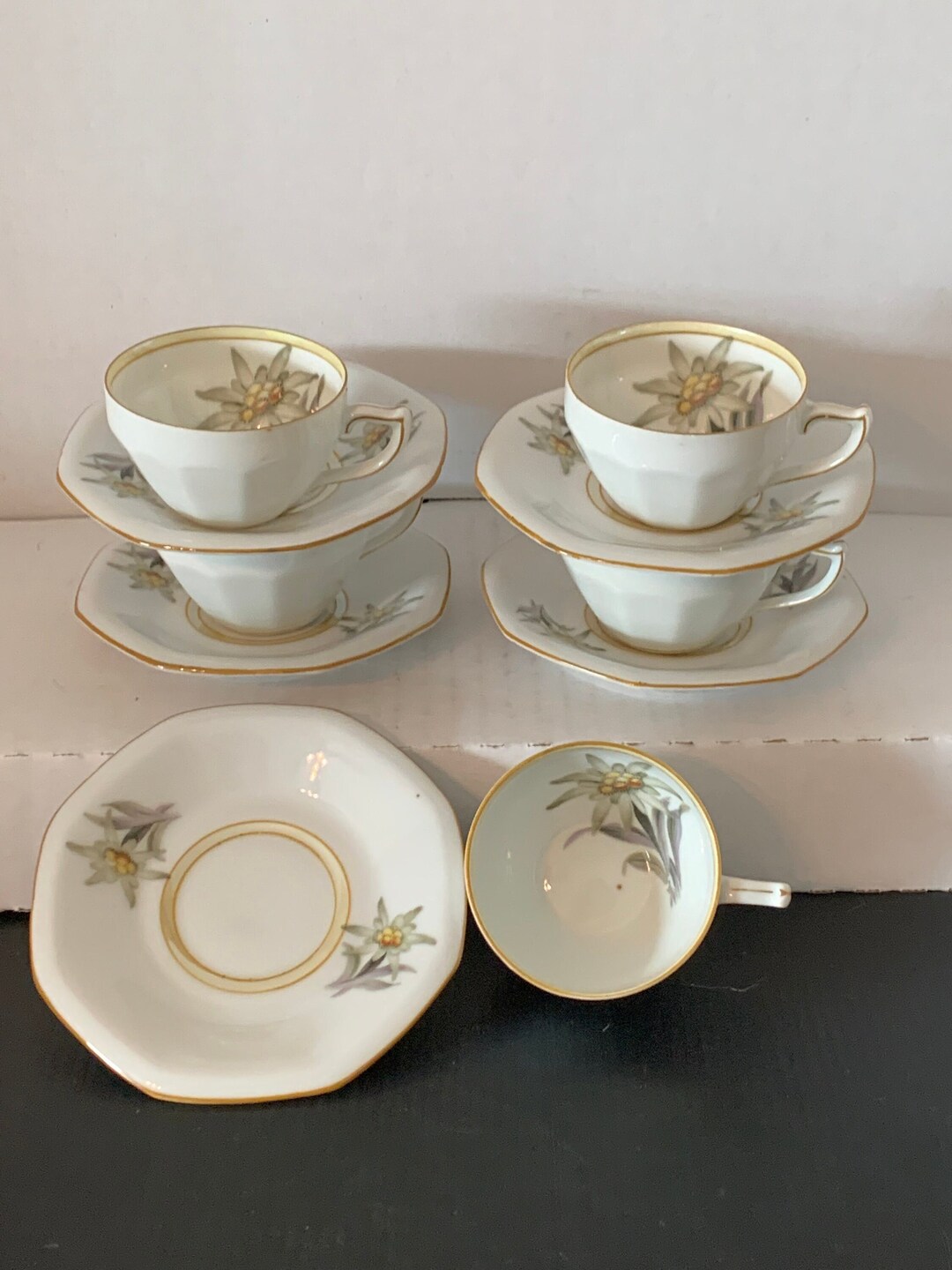 Vintage Jacob Hertel & Co / A.F. Kahla Espresso/demitasse Tea Cup and Saucer, Set of 5, Bavaria ...