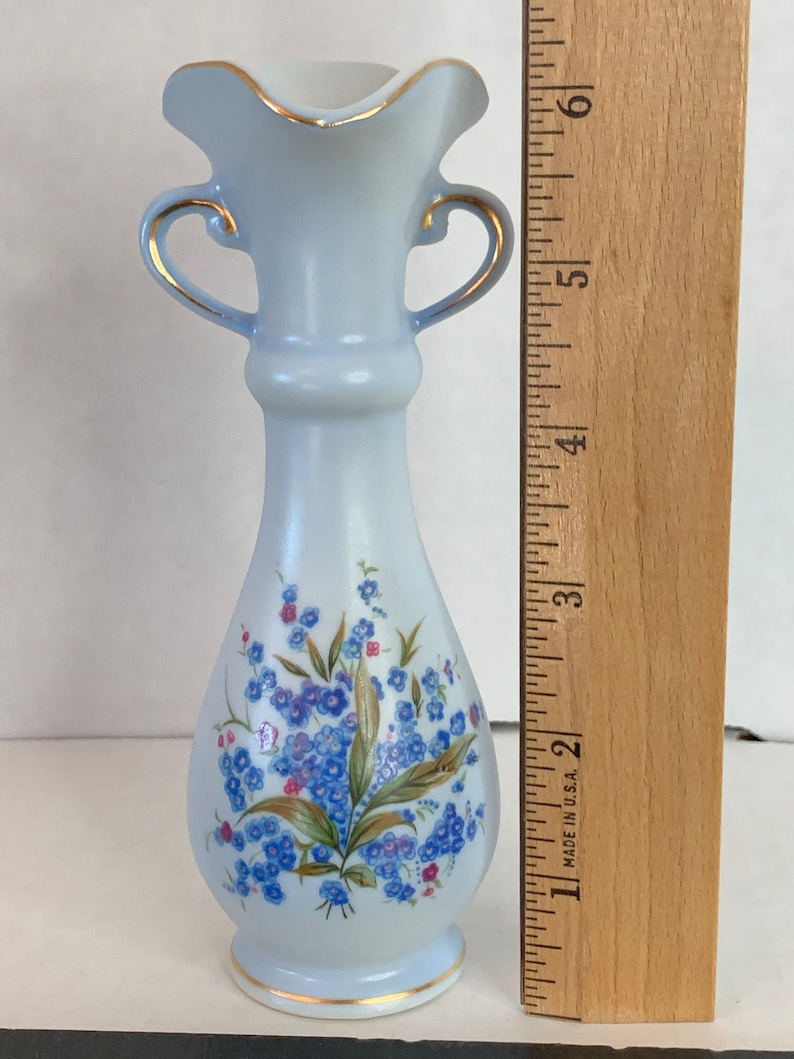 Vintage Lefton Blue Floral Bud Vase #8181, Hand Painted, Ruffled Rim ...