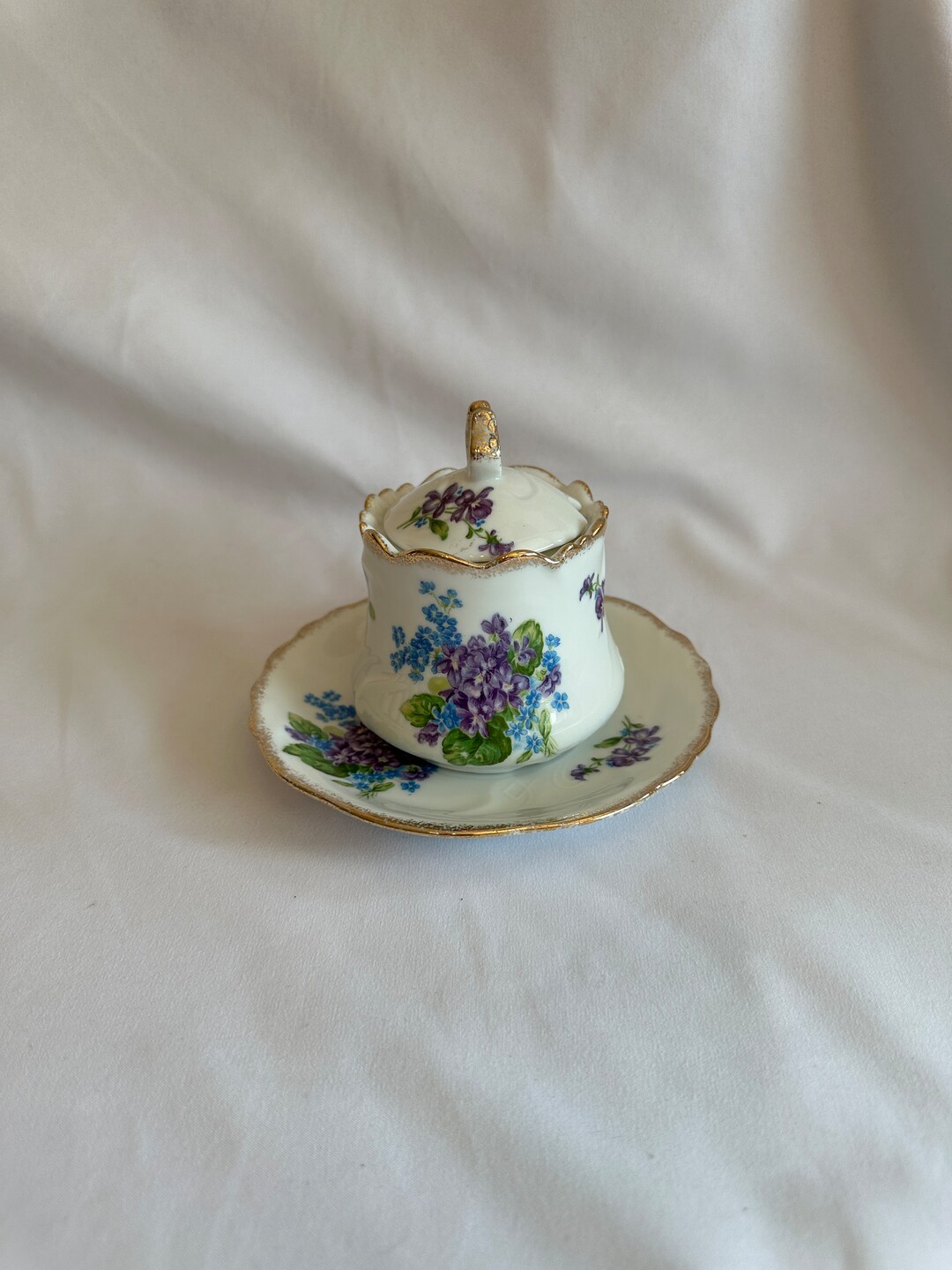 Vintage Lefton Spring Bouquet Lidded Jam Jar and Round Underplate, 3 ...