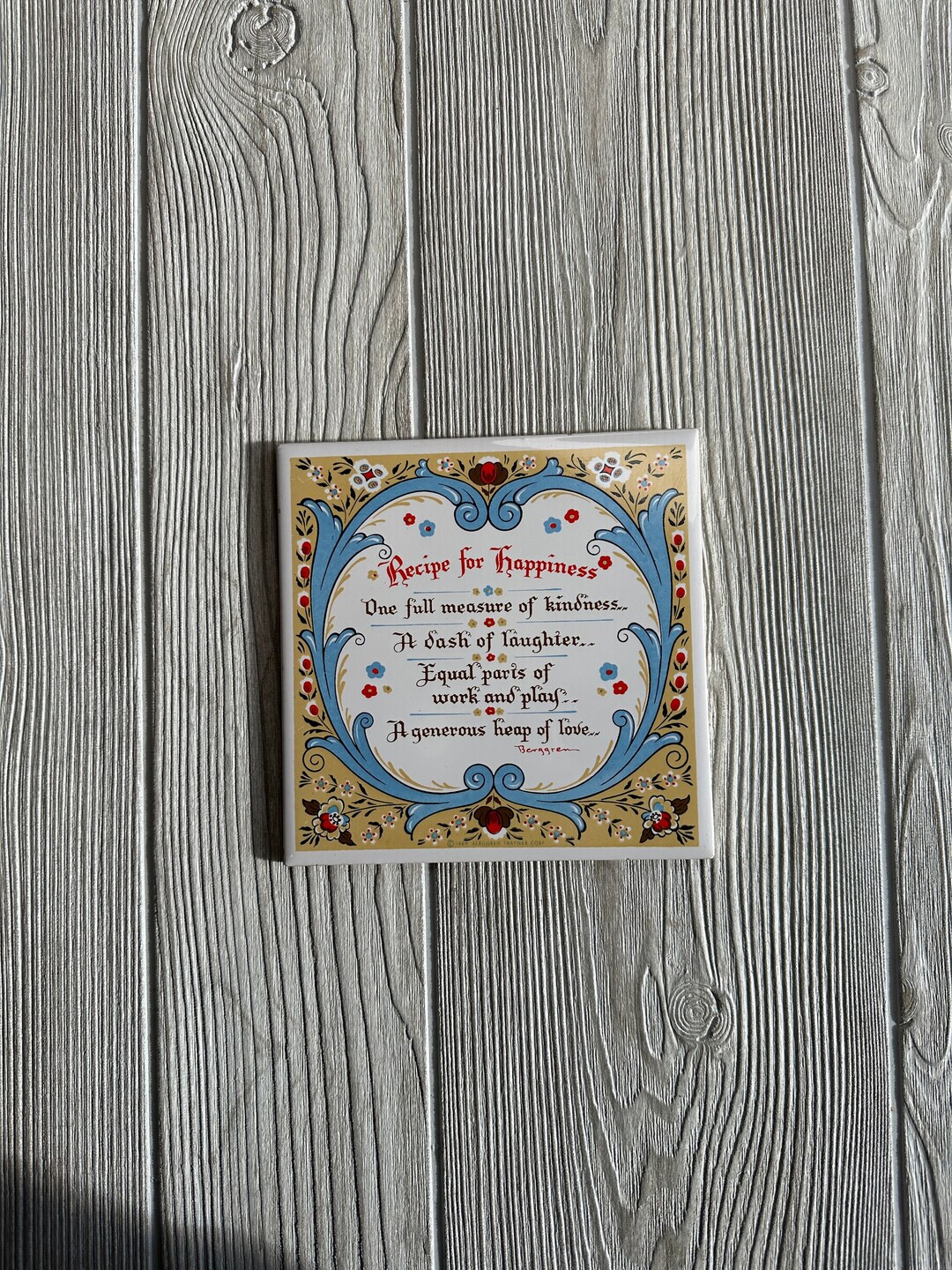 Vintage 1964 Berggren Trayner Recipe for Happiness Trivet Tile ...