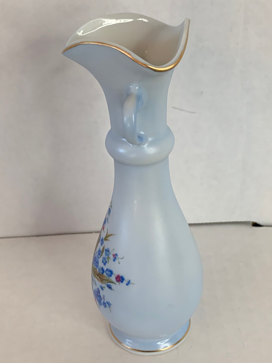 Vintage Lefton Blue Floral Bud Vase #8181, Hand Painted, Ruffled Rim ...