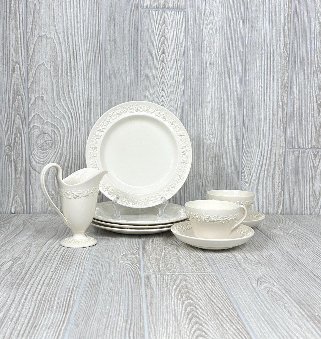 Vintage Wedgwood Queensware Cream Color on Cream Color Dinnerware ...