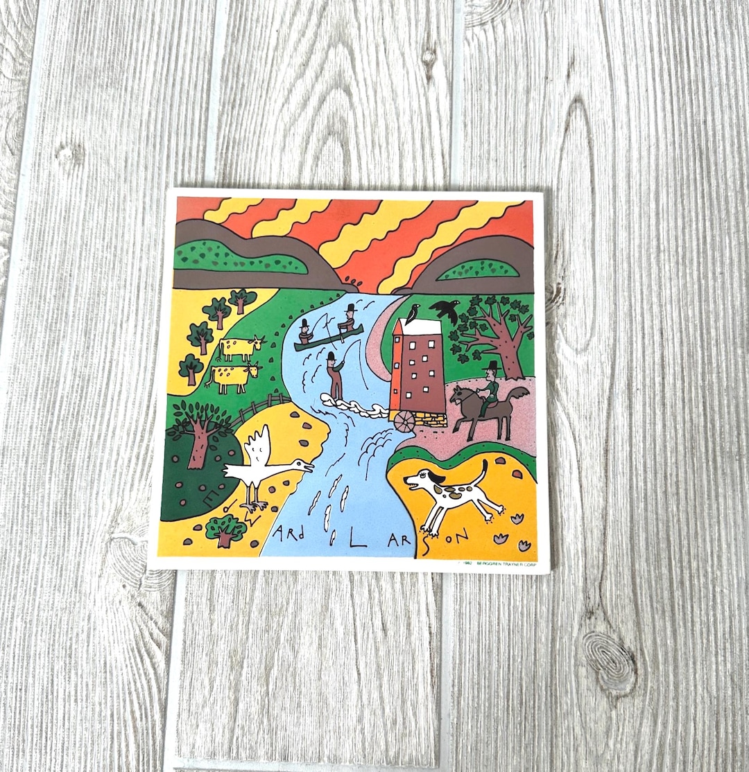 Vintage 1980's Berggren Trayner "the Mill" Ceramic Trivet, Folk Art ...