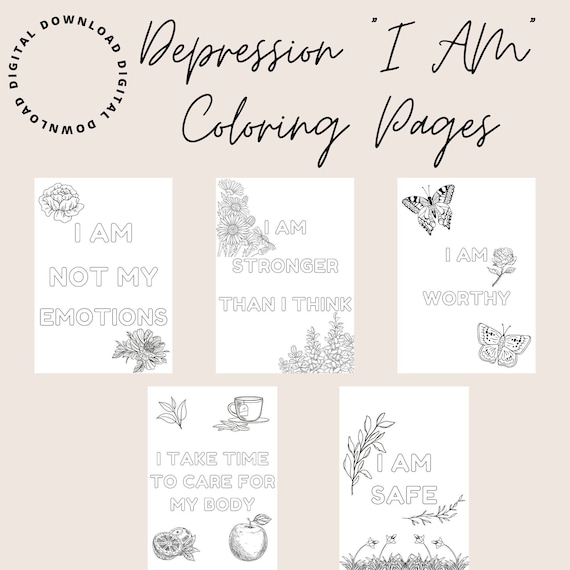 Coloring Pages Digital Download Depression I Am Statements | Etsy
