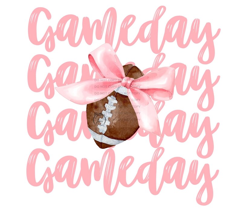 Game Day Football With Pink Coquette Bow PNG in October We Wear Pink ...