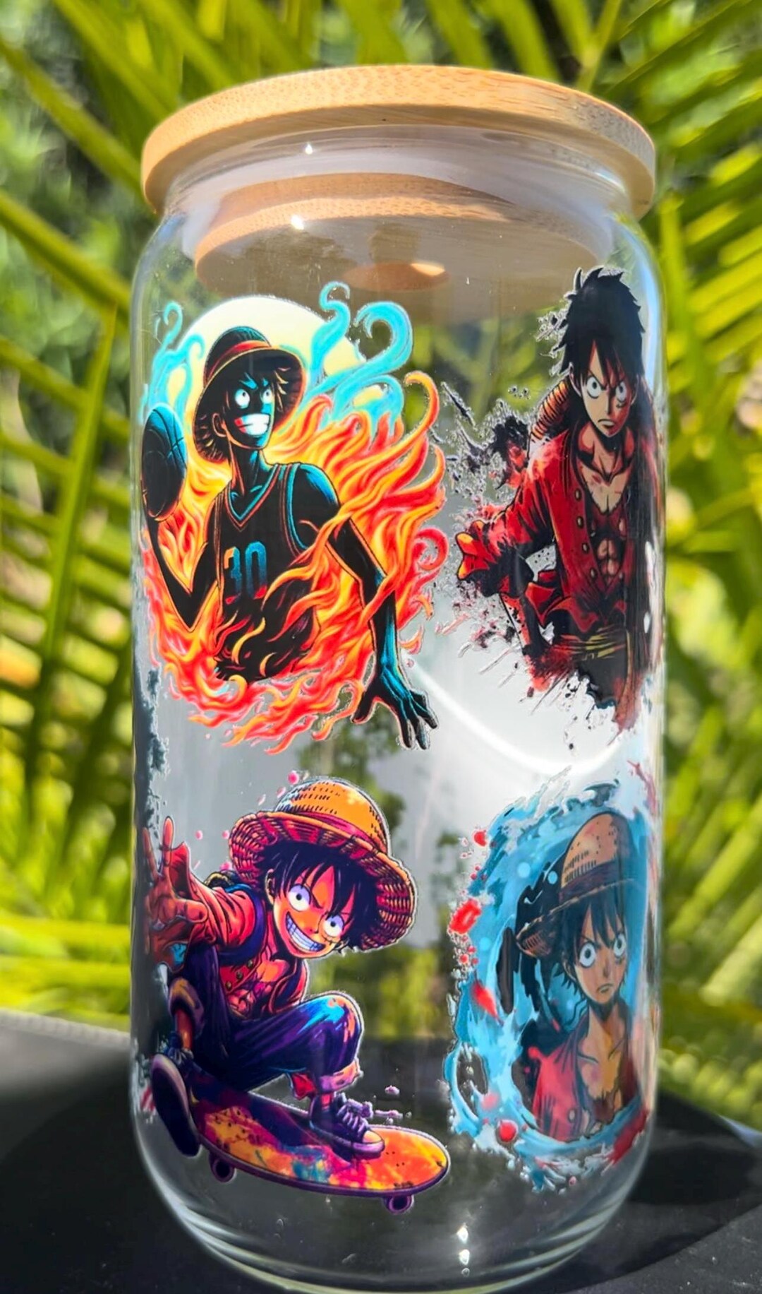 One Piece Luffy & Zoro Glass Cup W/lid - Etsy