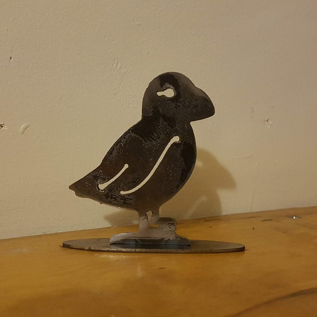 Small Metal Puffin on Stand - Garden Art- Made in Wales - Rusty Metal ...