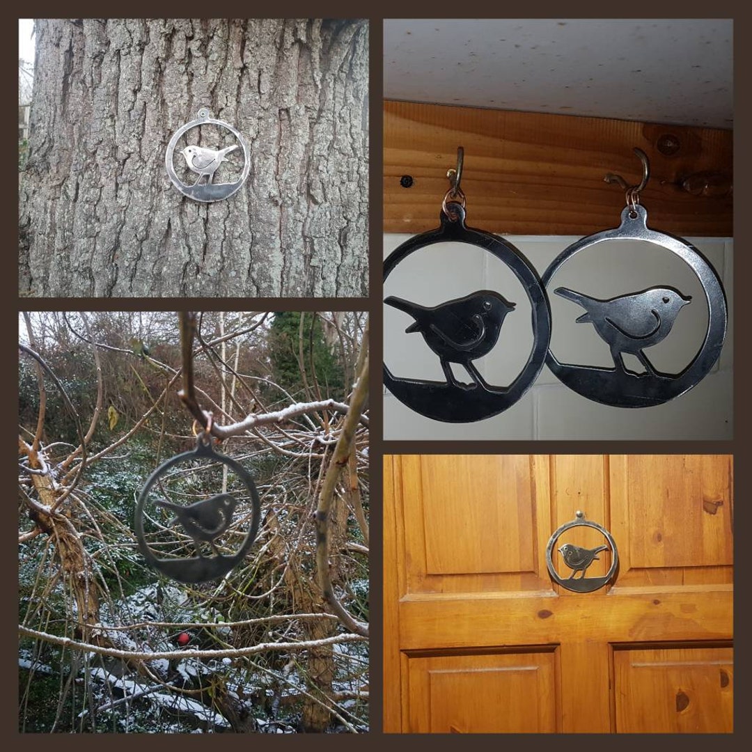 Metal Robin in a Disc Door Hanger Metal Garden Art Made in Wales Metal ...