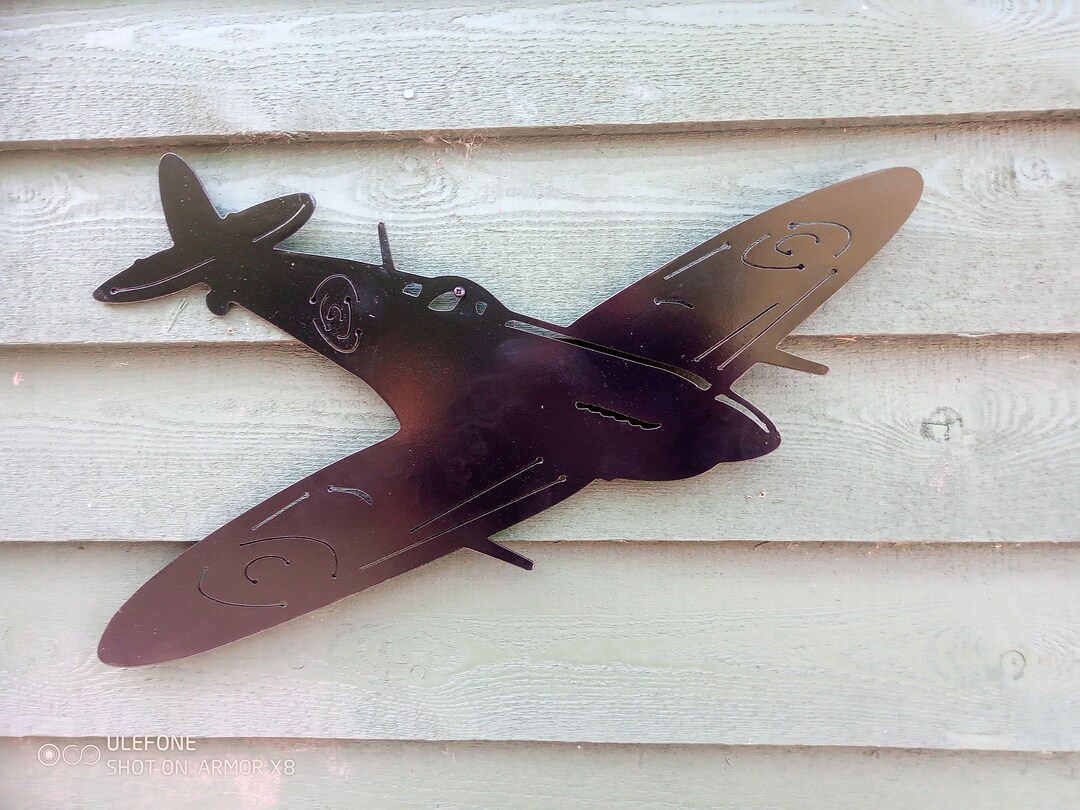Metal Spitfire Made in Wales Raw Steel or Powder Coated Garden Art Wall ...
