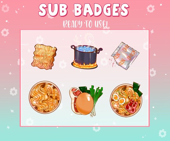 Twitch Sub Badges Ramen / Food Badges / Cute Badges / Studio | Etsy