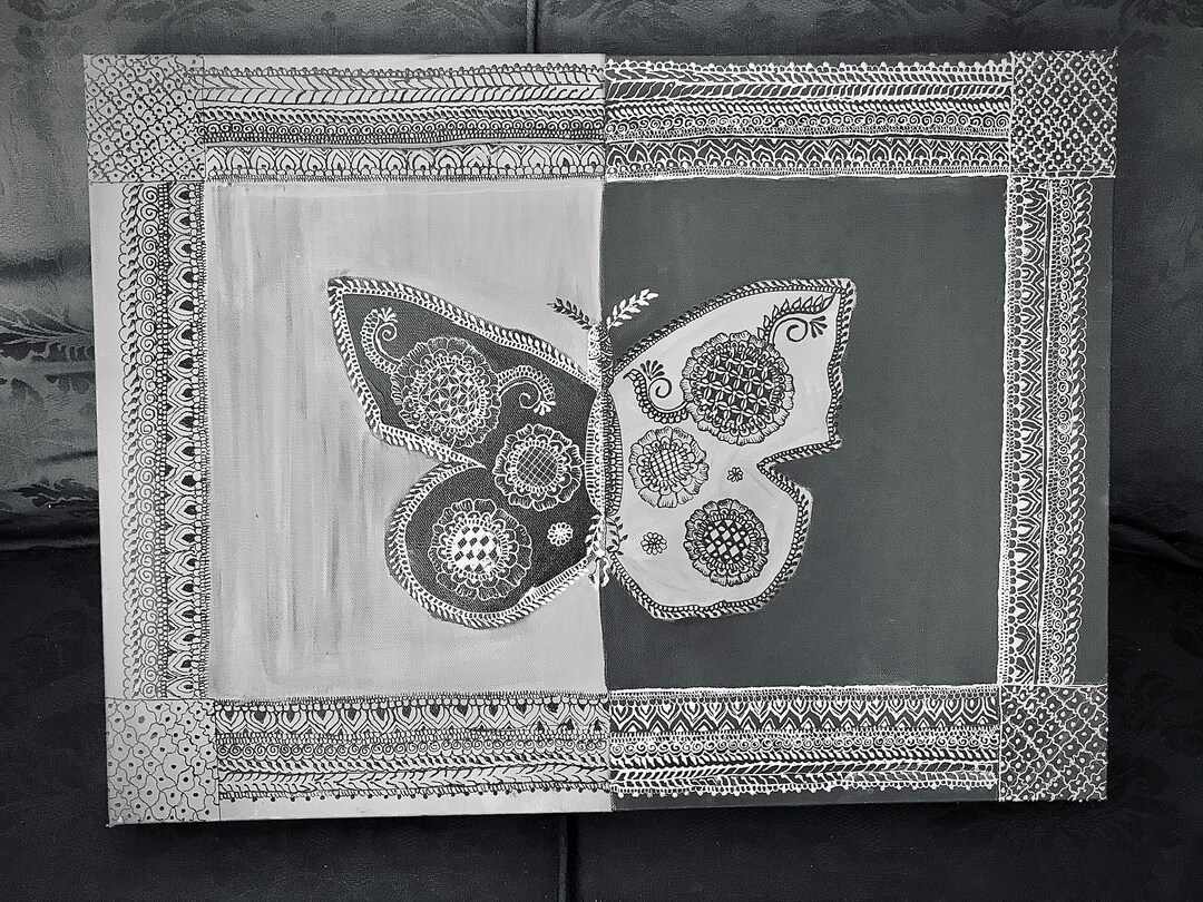 Inverted Butterfly Painting Using Traditional Indian Henna Designs - Etsy