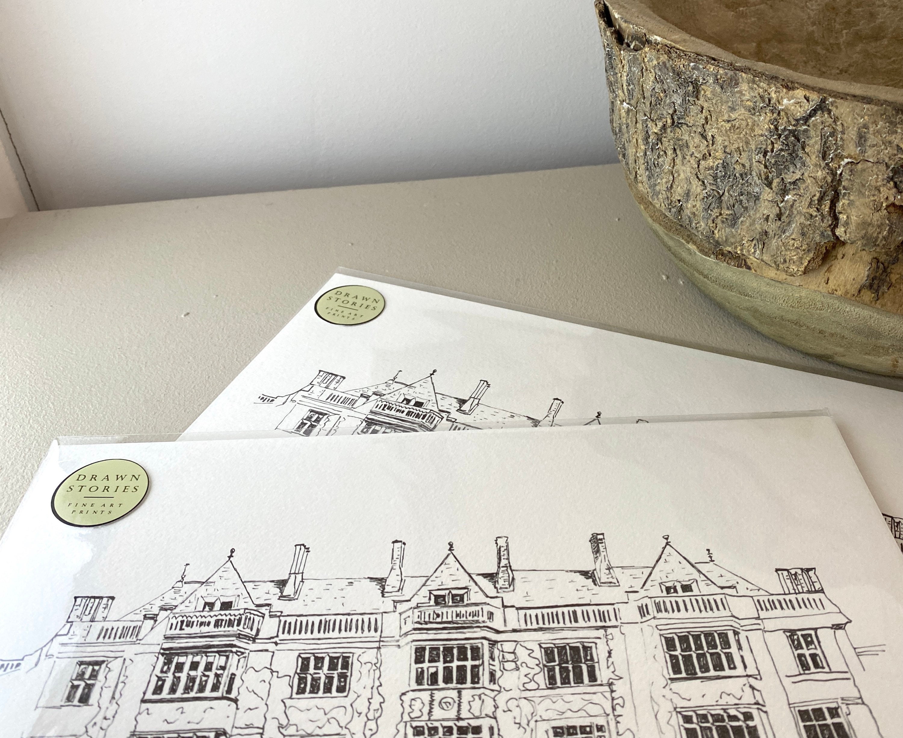 Foremarke Hall Derbyshire Limited Edition Giclée Print Pen and Ink ...