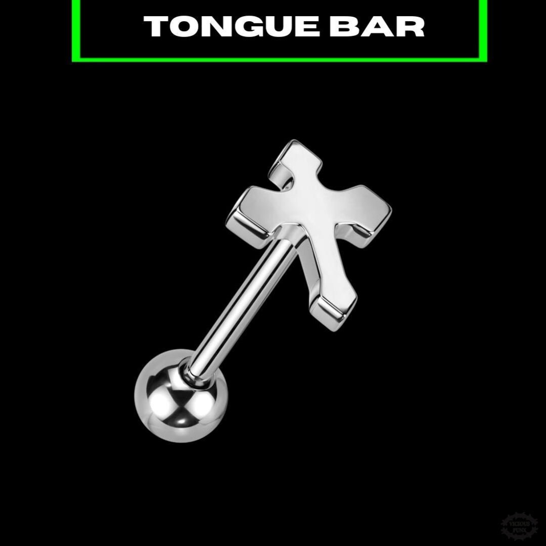 Gothic Cross Tongue Bar - Etsy