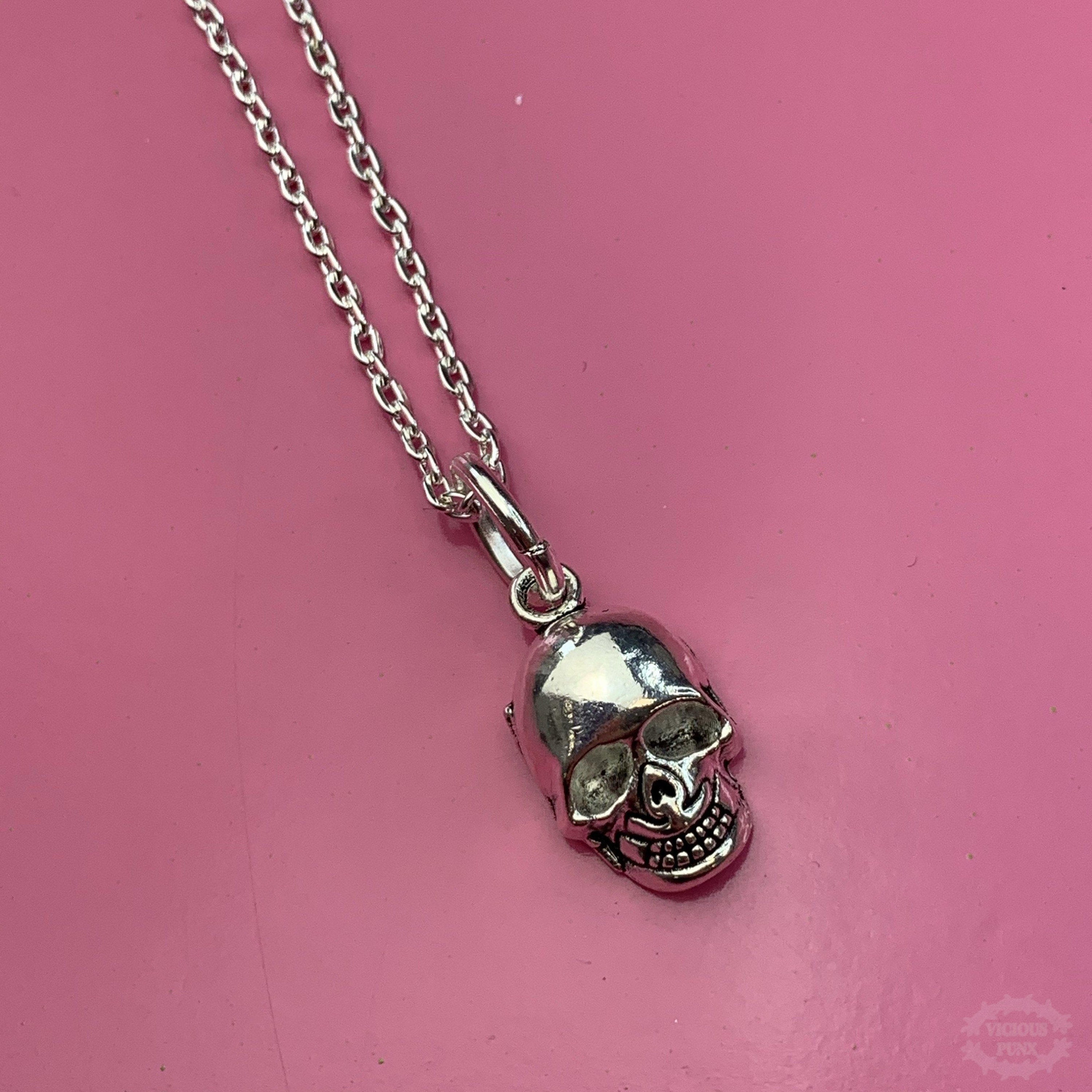 Skull Head Pendant Fine Chain Necklace | Etsy