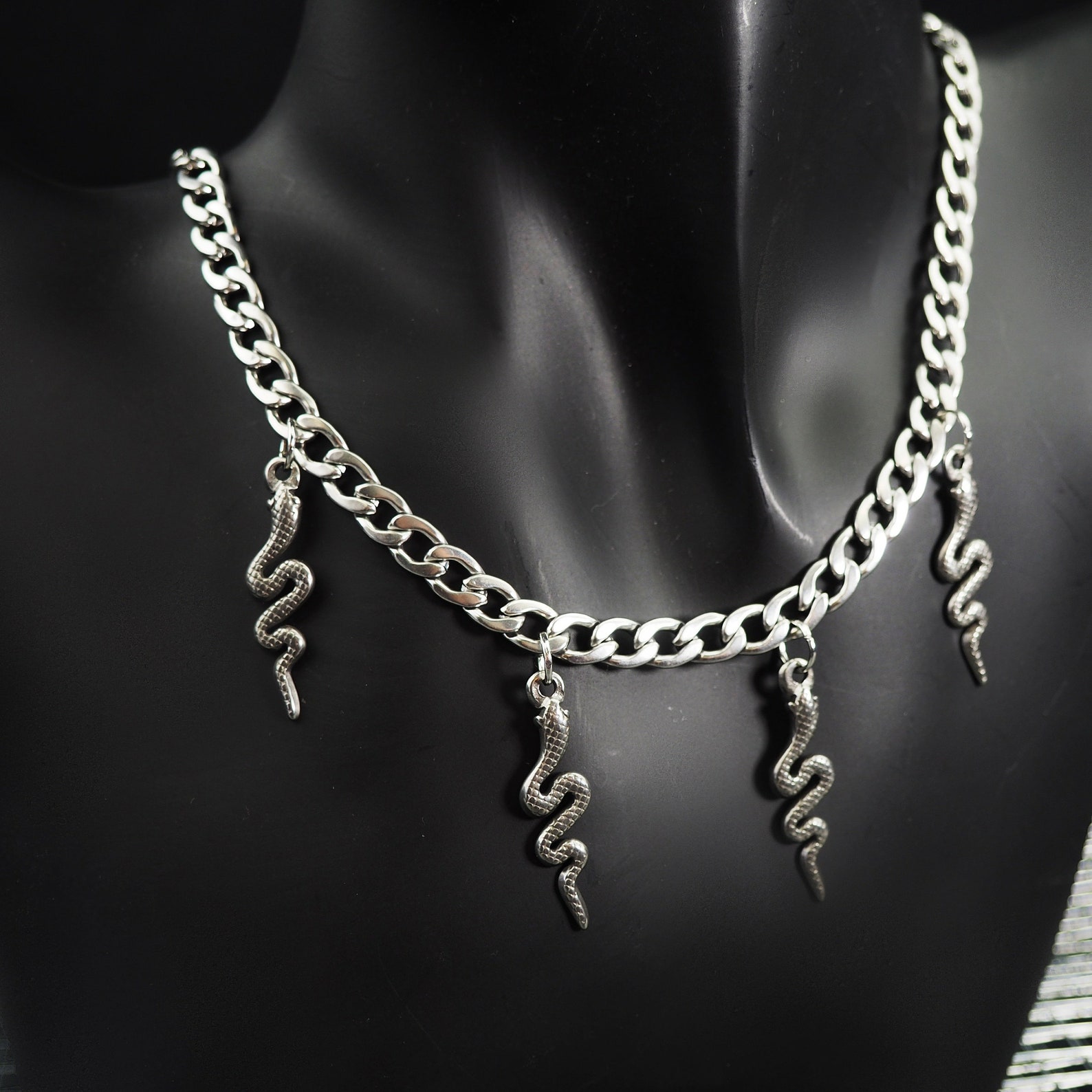 Multi Snake Curb Chain Necklace | Etsy