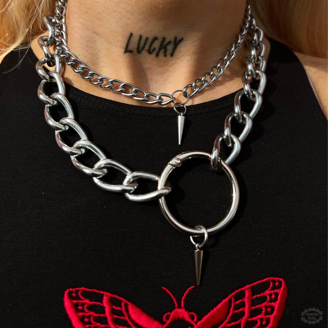 Alternative Double Necklace • Spike Jewellery • Punk Style Jewellery ...